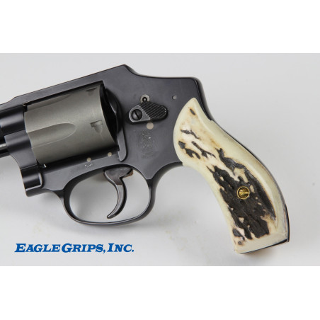 Genuine Sambar Stag S&W J Frame Round Butt Grips Medallions None
