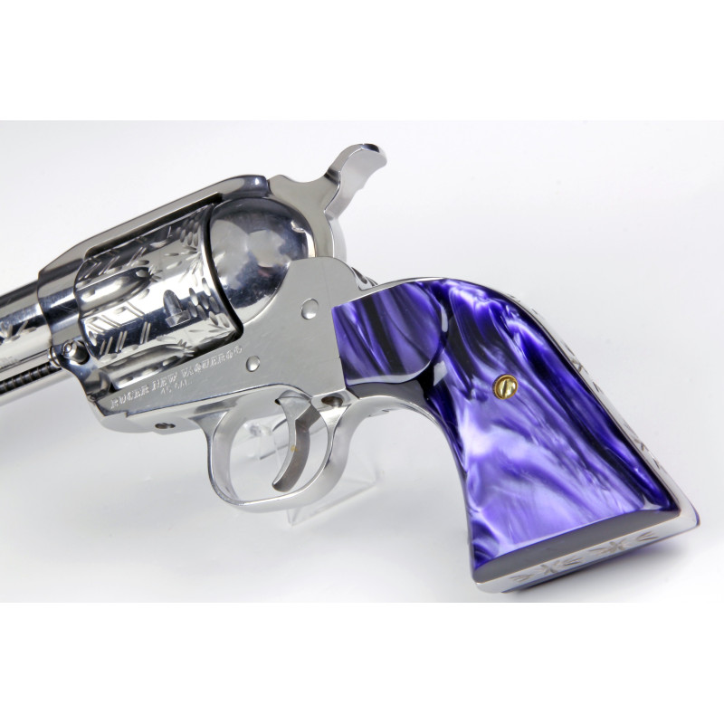 Ruger "Old" Vaquero Kirinite® Wicked Purple Gunfighter Grips Surface Smooth Screw Brass