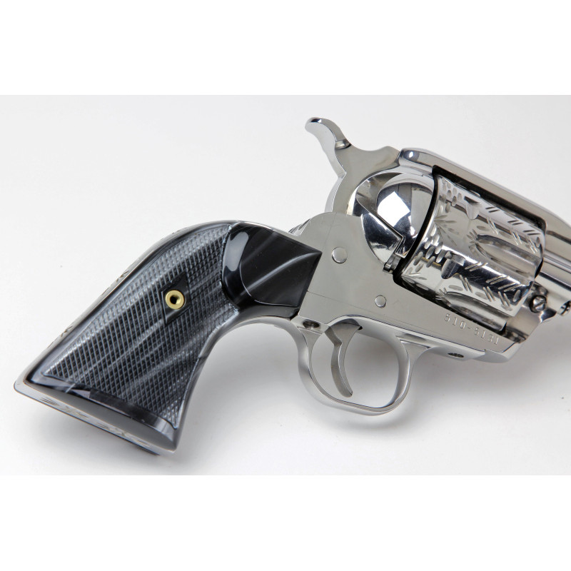 Ruger New Vaquero Kirinite® Black Pearl Gunfighter Grips Surface Checkered Screw Brass