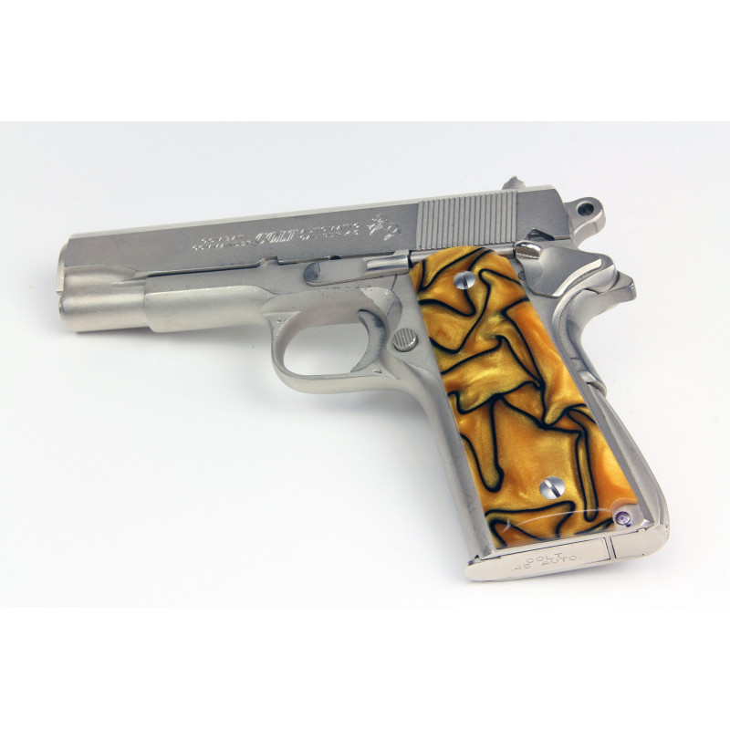Colt 1911 Liquid Gold Kirinite™ Grips Surface Smooth Medallions None Safety Single 1911 Bottom ...