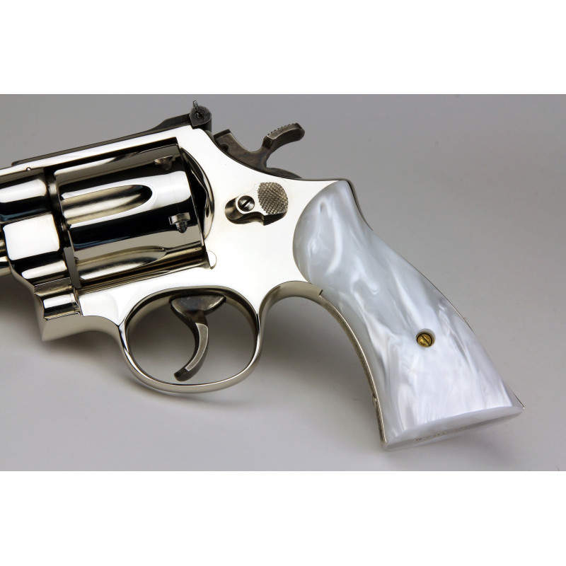 S&W K/L Frame Square Butt Kirinite® White Pearl Panel Grips Screw Brass ...