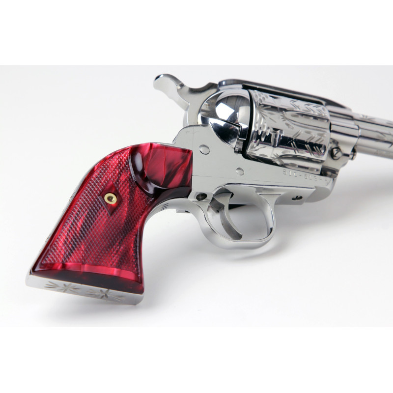 Ruger "Old" Vaquero Kirinite® Red Pearl Gunfighter Grips Surface Smooth Screw Brass