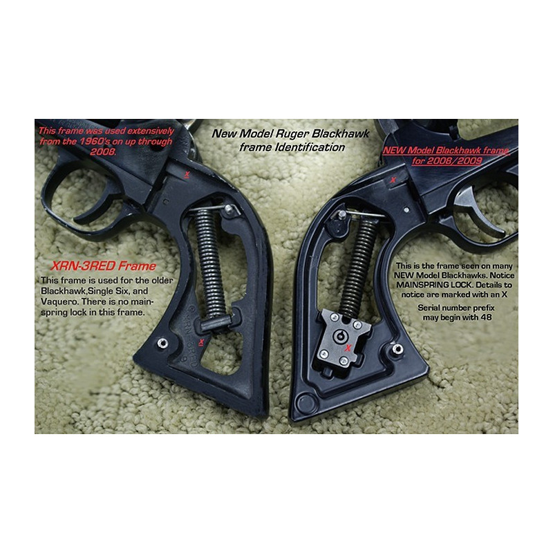 Ruger "Old" Vaquero Kirinite® Black Pearl Gunfighter Grips Surface Smooth Screw Brass