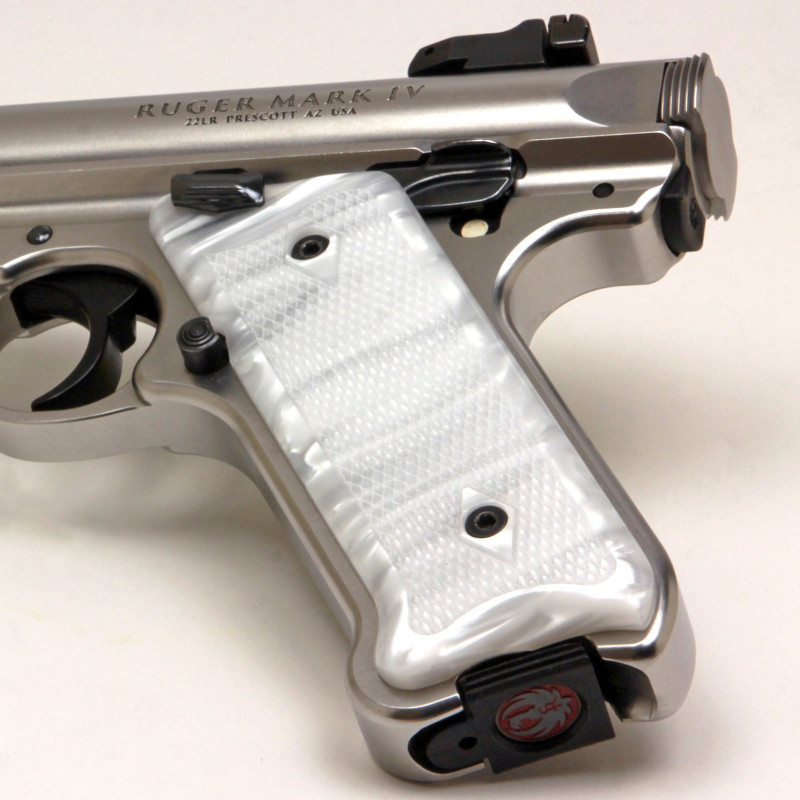 Ruger Mark IV White Pearl Kirinite® Grips Medallions None Surface Smooth