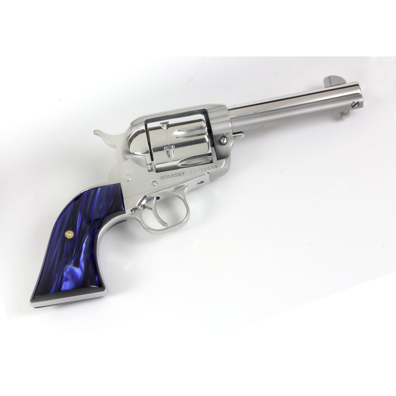 Ruger "Old" Vaquero Kirinite® Blue Pearl Gunfighter Grips Surface Smooth Screw Brass