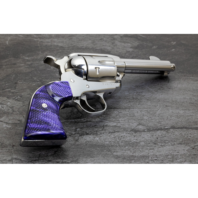 Ruger New Vaquero Kirinite® Wicked Purple "NEW" Reactive Checkered Gunfighter Grips Screw Nickle