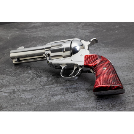 Ruger "Old" Vaquero Kirinite® Red Pearl "NEW" Reactiv Checkered Gunfighter Grips Screw Brass