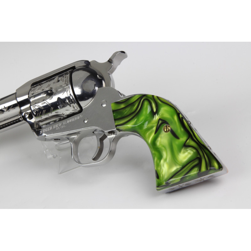 Ruger "Old" Vaquero Kirinite® Toxic Green Gunfighter Grips Surface Smooth Screw Brass