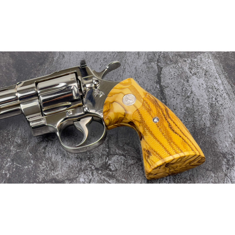 Python Olive Wood Classic Grips Medallions 1/2" Silver Colt Round ...
